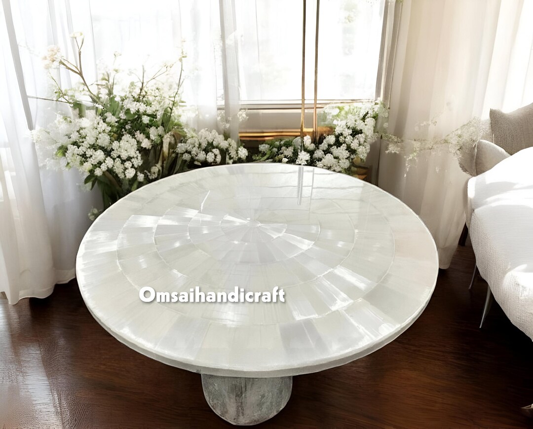 Handmade Selenite Coffee Table Top: Luxury Gemstone Furniture - Etsy