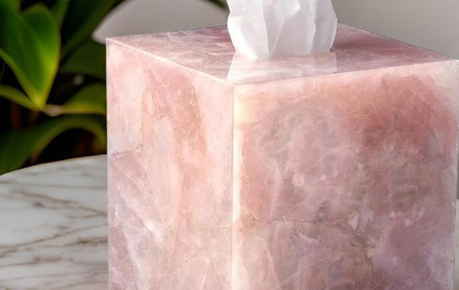Handmade Rose Quartz Stone Tissue Box Cover: Elegant Home Decor - Etsy