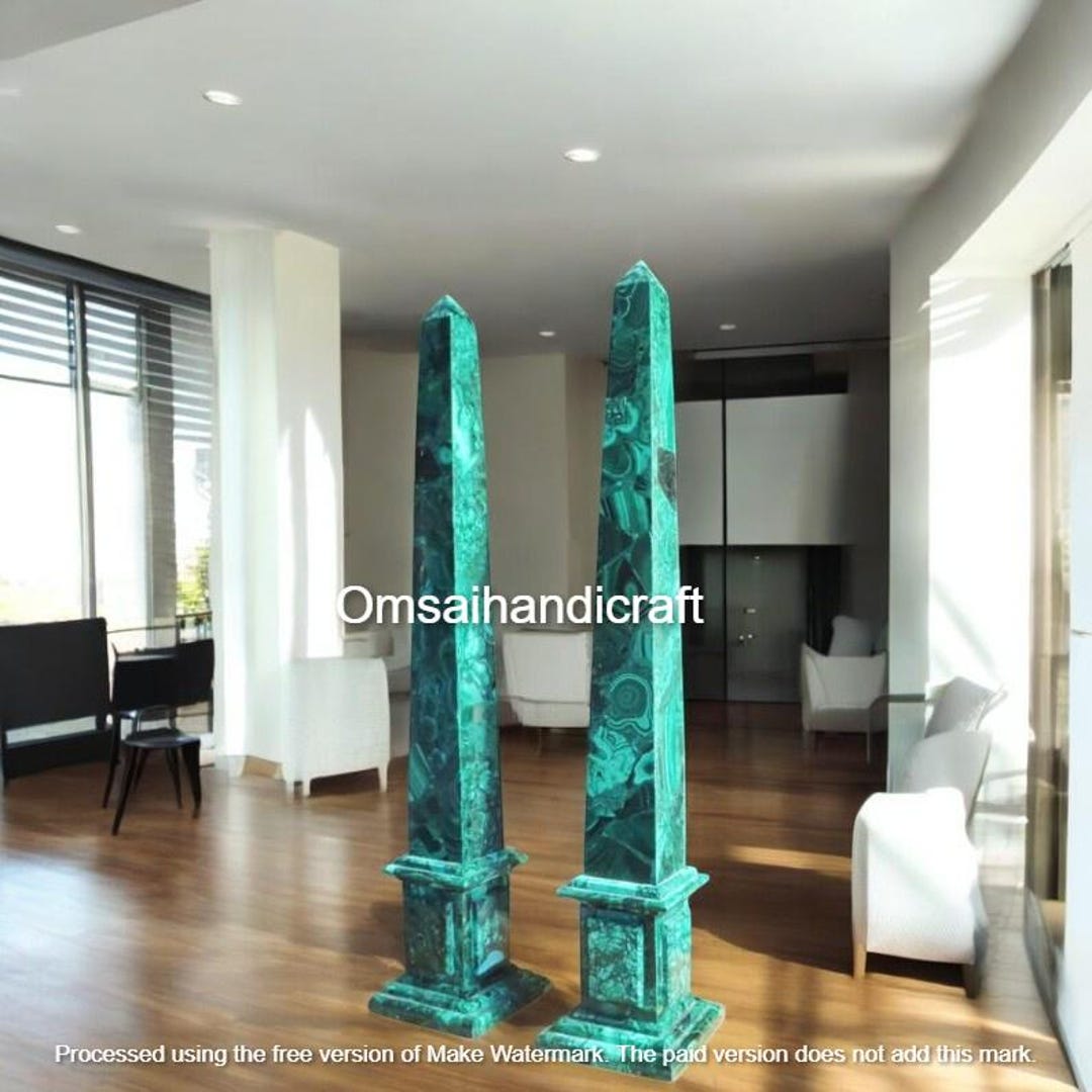 Malachite Obelisk: Handcrafted Crystal Tower, Spiritual Decor - Etsy