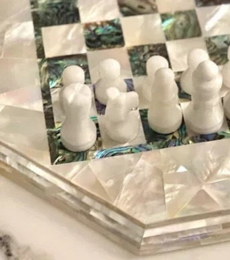 15 Marble Chess Top Table With Abalone Shell Inlay Stone Mosaic Arts ...