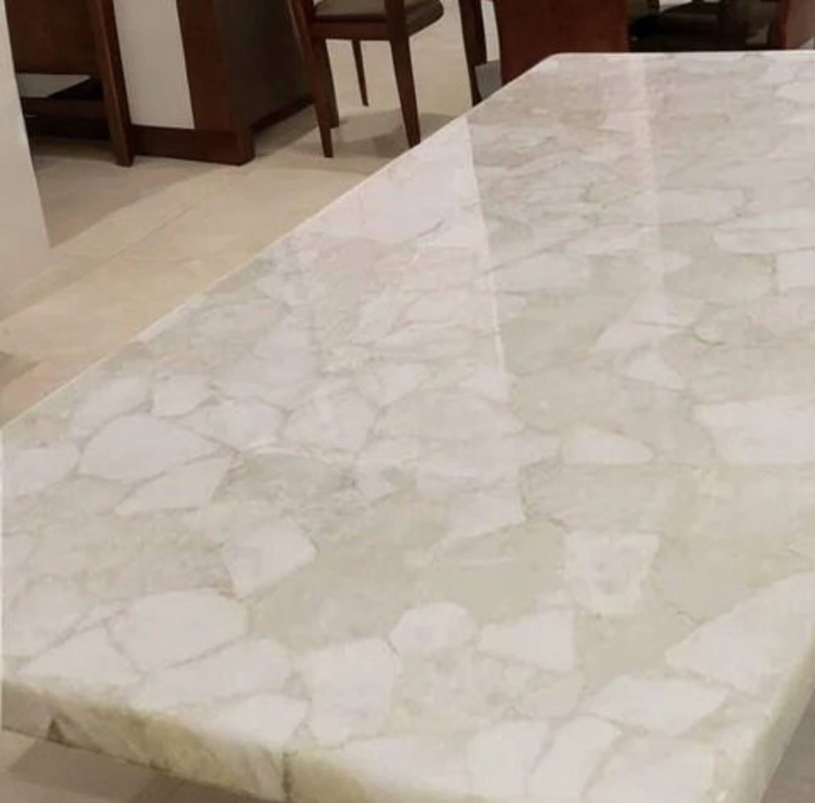 Handmade White Quartz Dining Table Top: Modern Home Decor - Etsy
