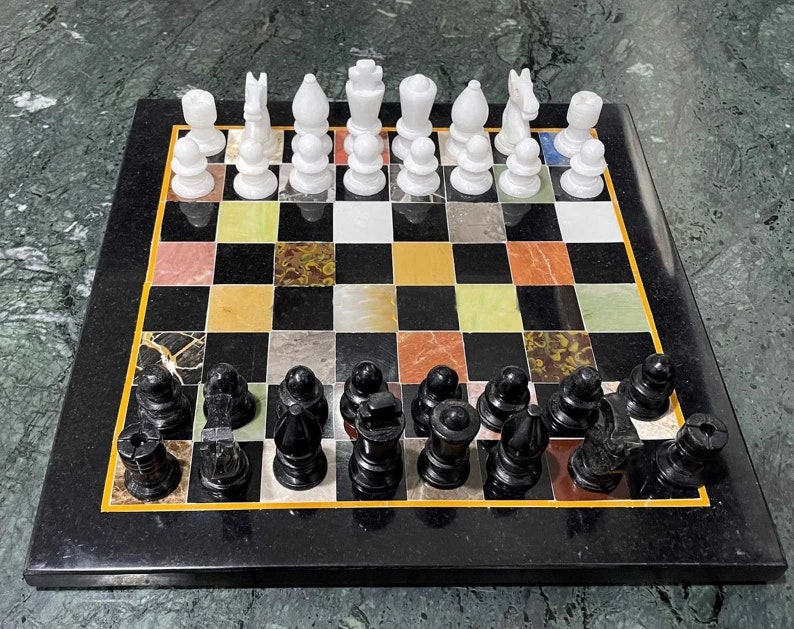 Black Marble Chess Board Premium Luxury Chess Set Handcrafted ...