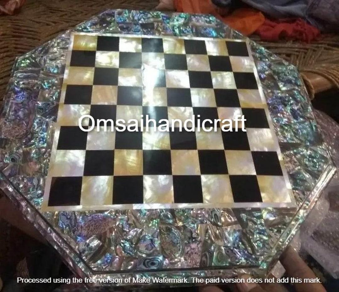 Abalone Shell Chess Board: Handcrafted Marble Inlay Game (18 Inch) - Etsy