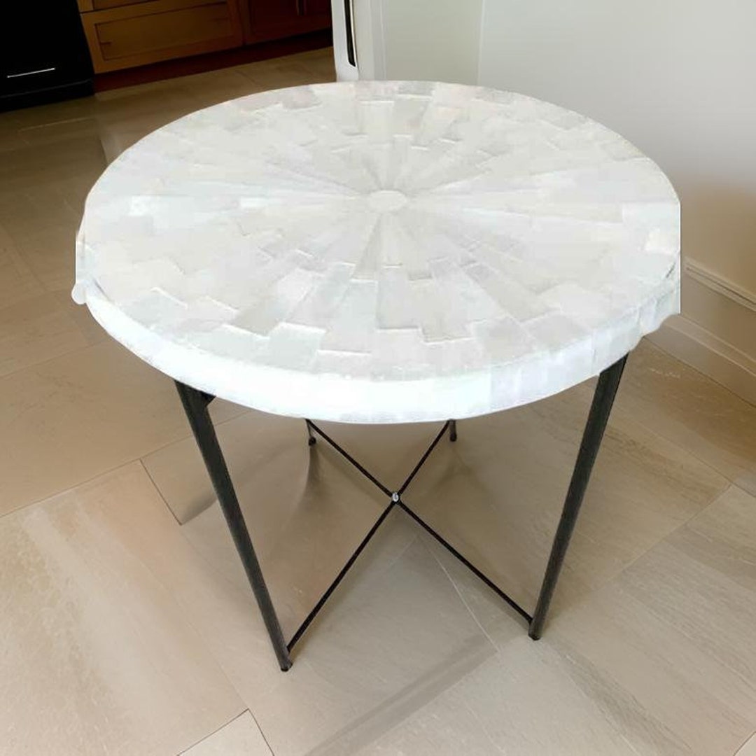 24 Selenite Stone Sofa Centerpiece Table Top Elegant Custom Selenite ...