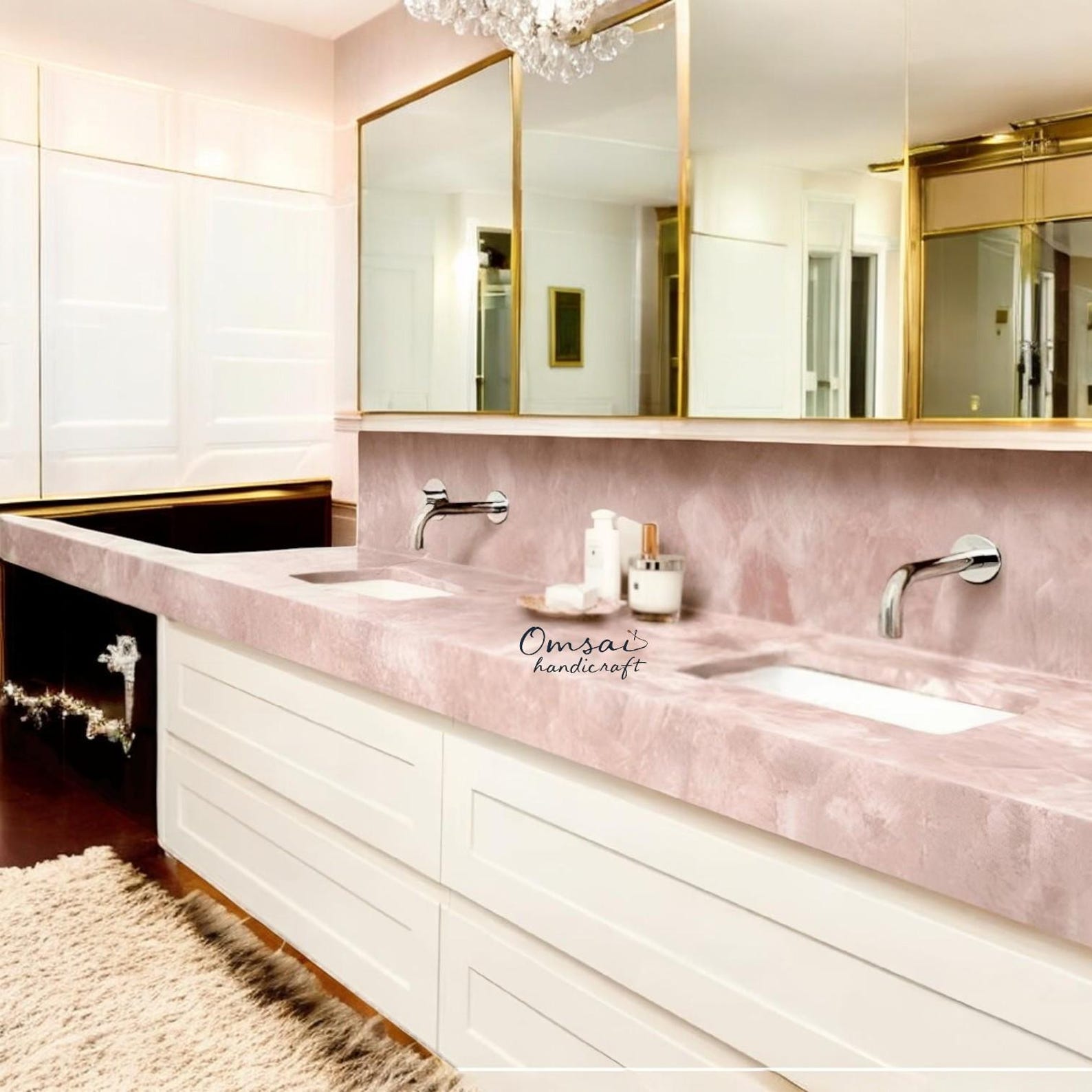 Handcrafted Rose Quartz Countertop: Custom Pink Gemstone Surface - Etsy