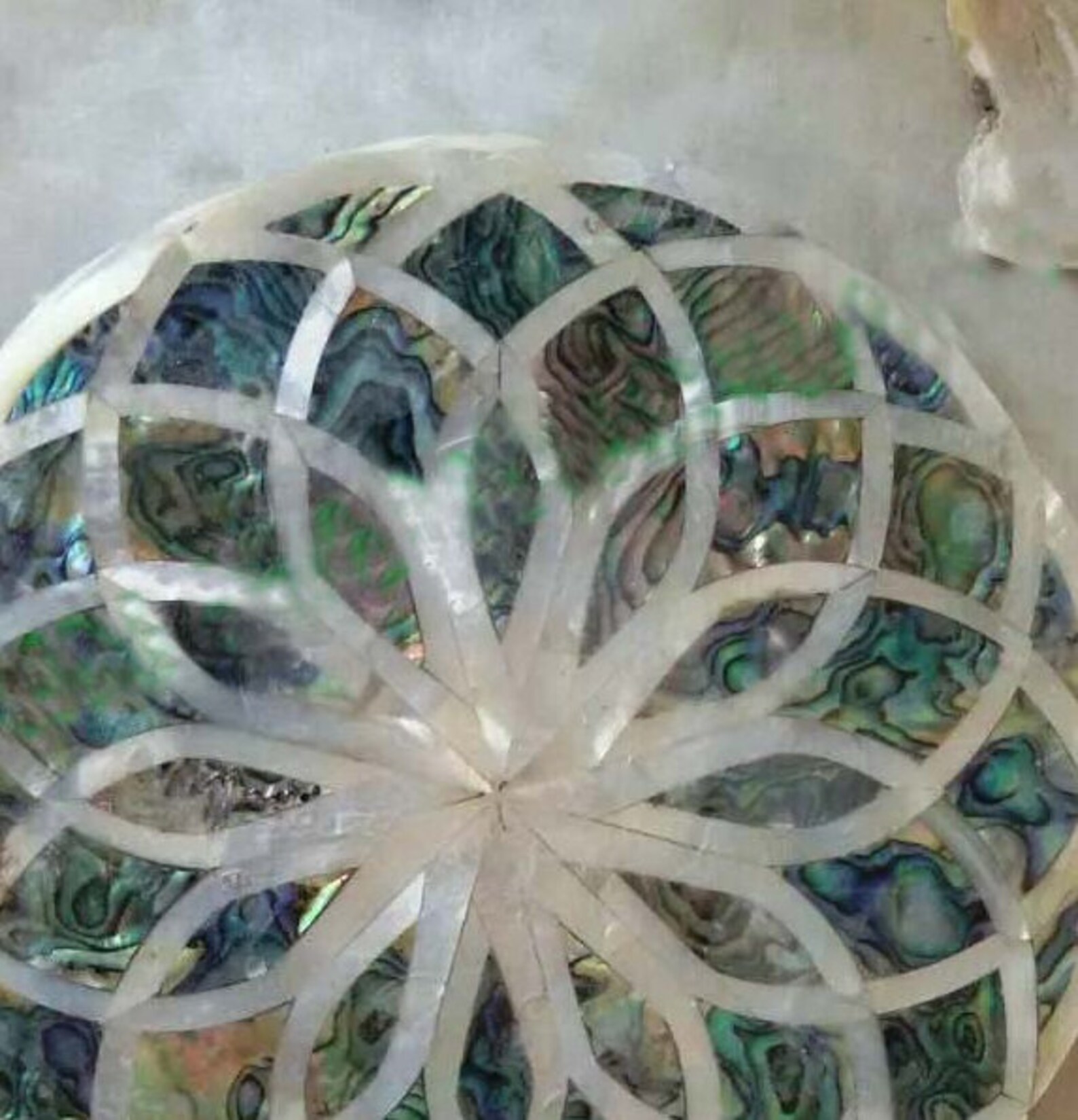 Handmade White Marble Table Top: Abalone Shell Inlay, Center Sofa ...