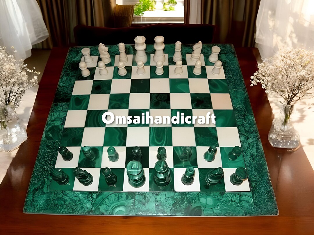 Handmade Malachite Chess Set: Luxury Stone Board, 18 Inch - Etsy