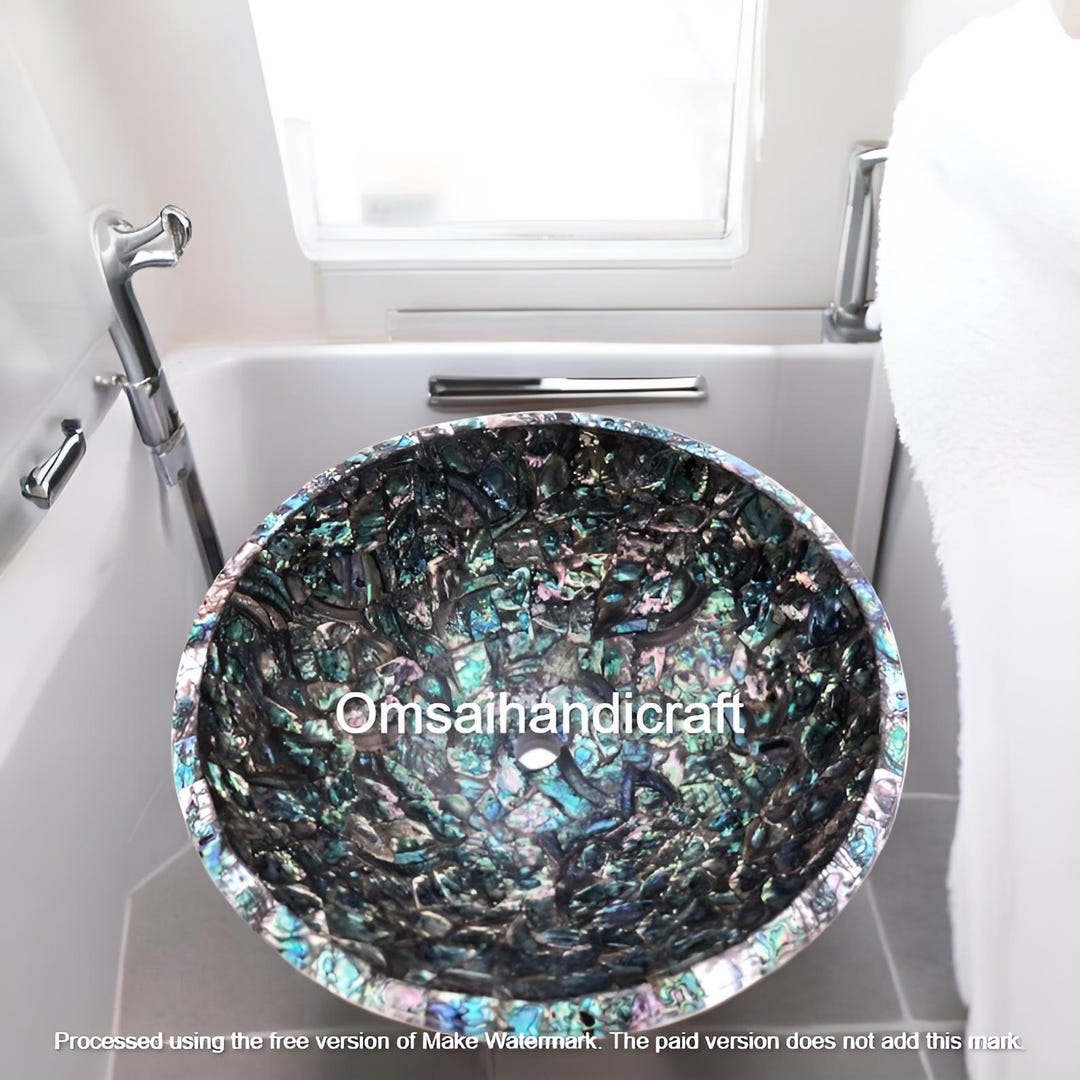 Handmade Abalone Shell Sink: Luxury Gemstone Wash Basin - Etsy