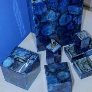 Elegant Agate Stone Bathroom Set of 7 Pieces Featuring Soap Dispenser ...