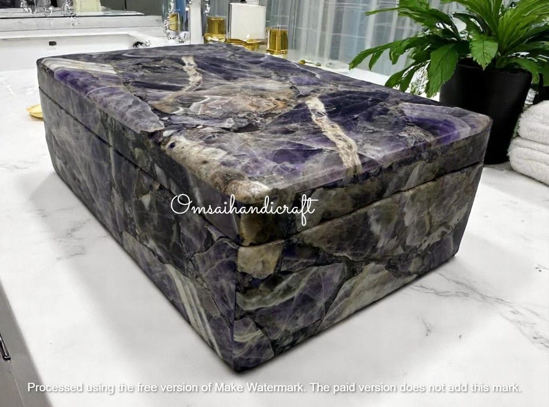 Handcrafted Amethyst Crystal Jewelry Box: Gemstone Storage Organizer - Etsy