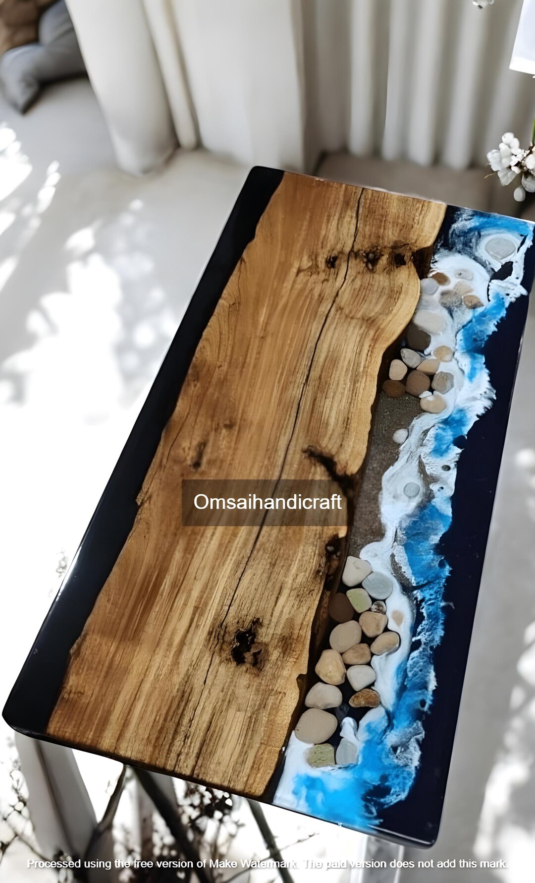 Handcrafted Beach-themed Epoxy Resin Dining Office Meeting Table Unique ...