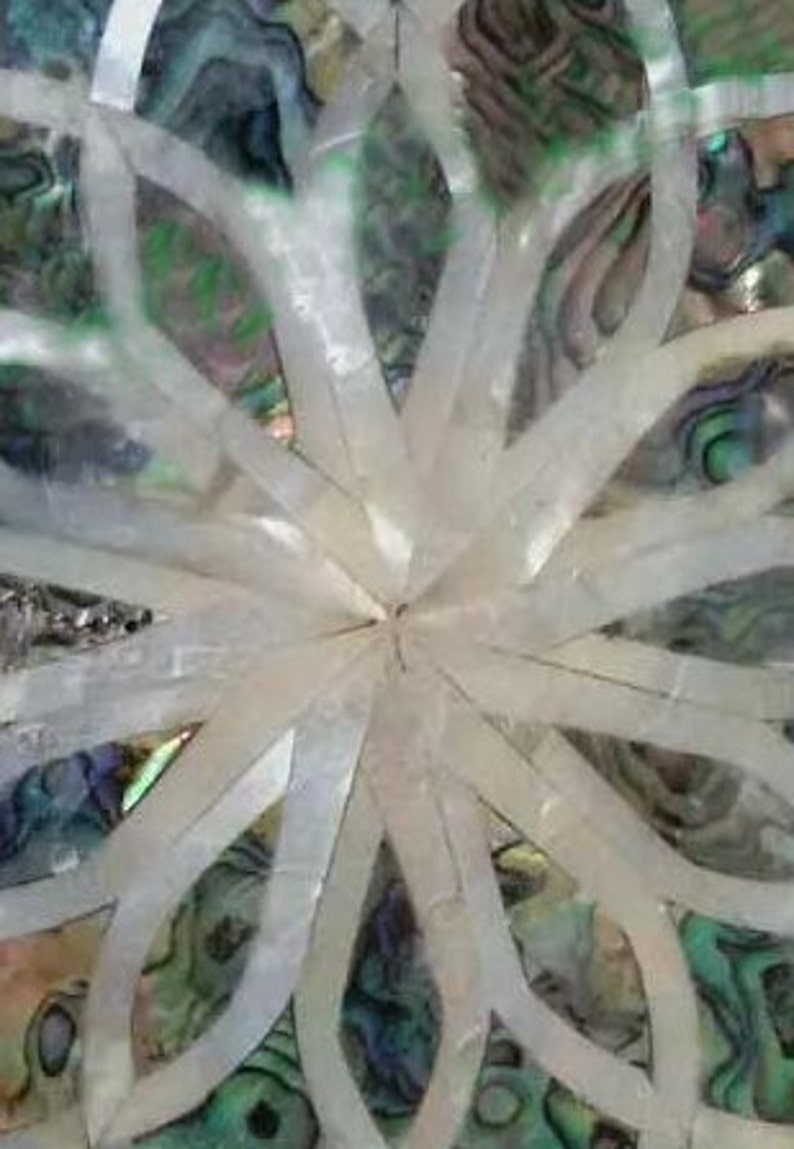 Handmade White Marble Table Top: Abalone Shell Inlay, Center Sofa ...