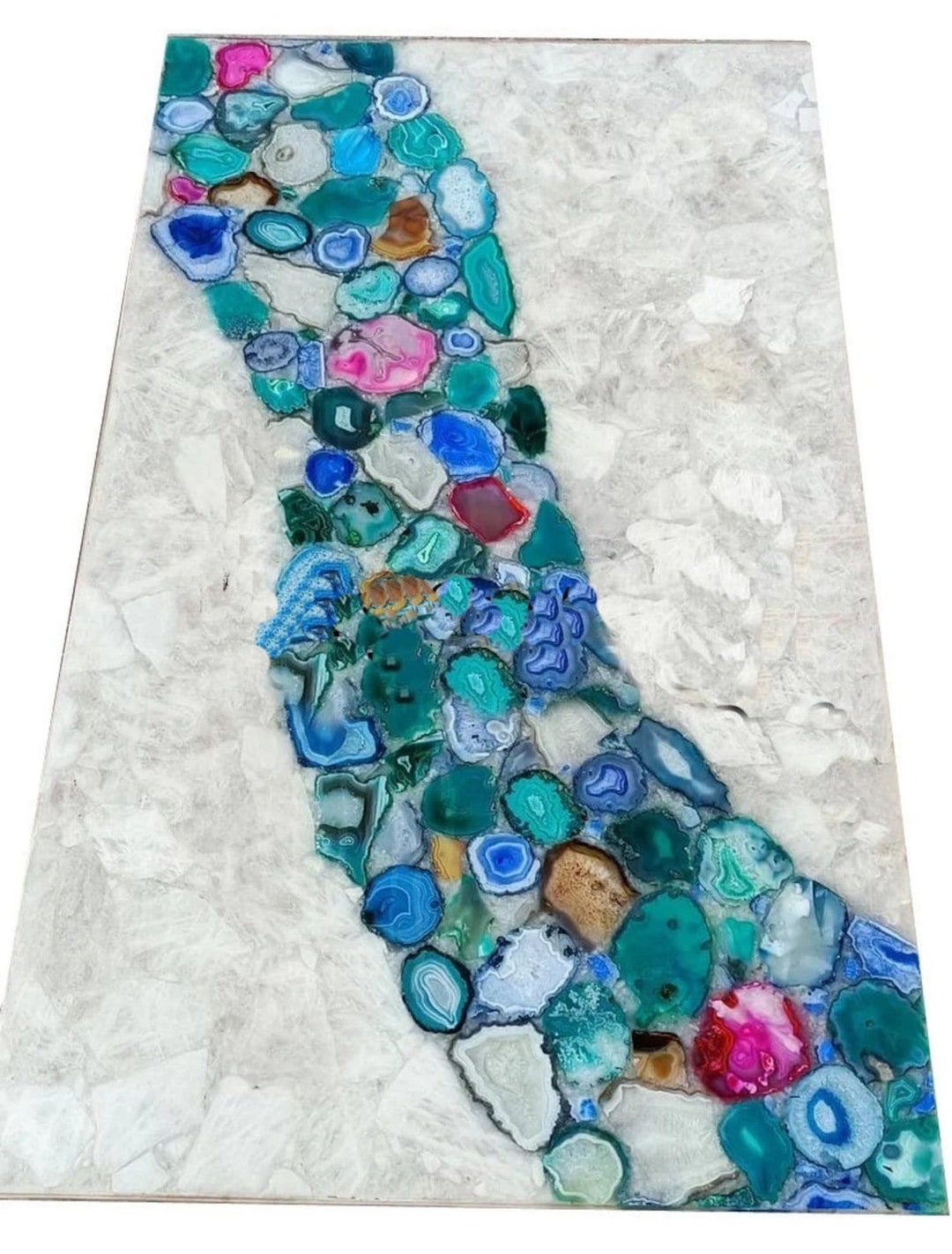 48x24 White Agate Bar Table Top, Natural Agate Table, Agate Stone Side ...