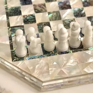 15 Marble Chess Top Table With Abalone Shell Inlay Stone Mosaic Arts ...
