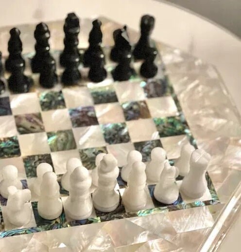 15 Marble Chess Top Table With Abalone Shell Inlay Stone Mosaic Arts ...