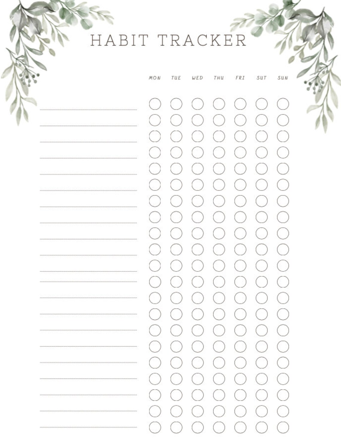 Habit Tracker PDF Printable - Etsy