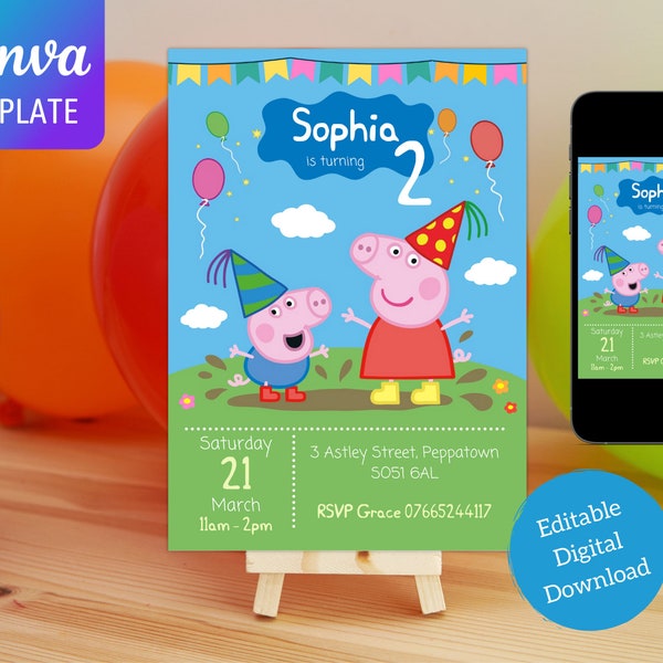 George Pig Invite - Etsy