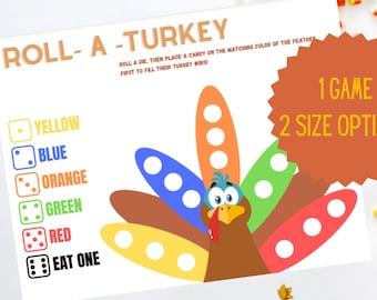 Roll A Turkey Game, Thanksgiving Game for Kids, Roll A Turkey Dice Game ...