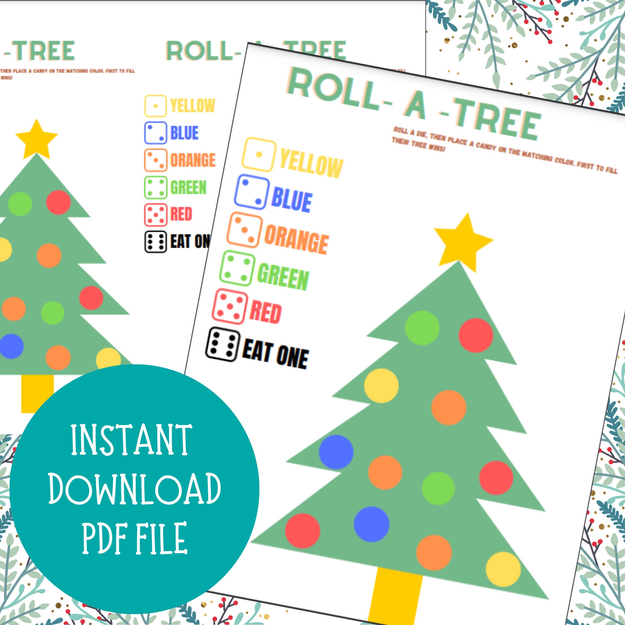 Roll A Tree Christmas Game Printable Christmas Games Roll A Tree Dice ...