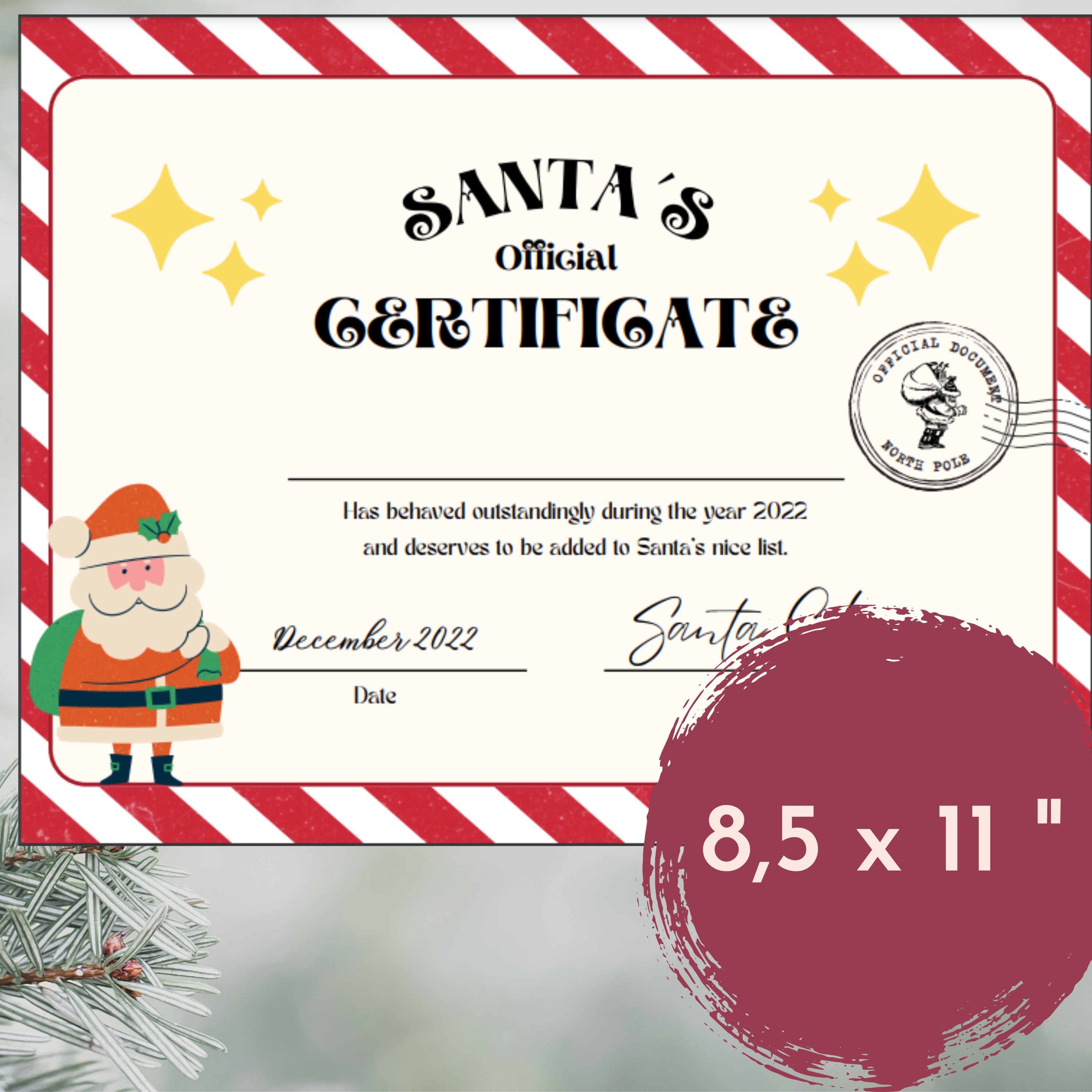 Printable Santa Claus Certificate | Christmas Gift | Instant Download ...