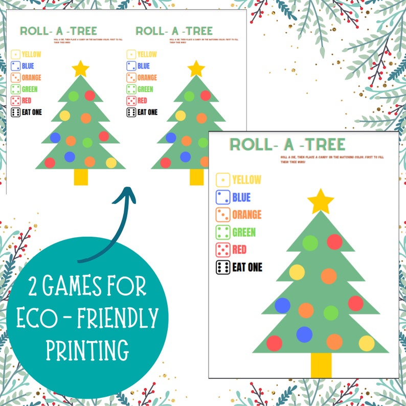 Roll A Tree Christmas Game Printable Christmas Games Roll A Tree Dice ...