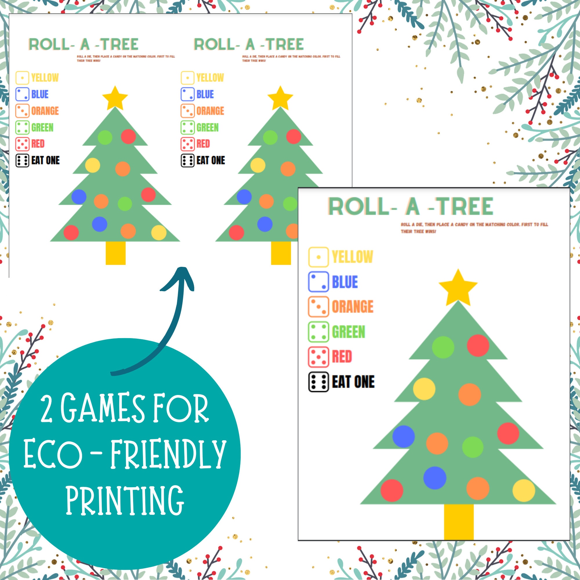 Roll A Tree Christmas Game Printable Christmas Games Roll A Tree Dice ...