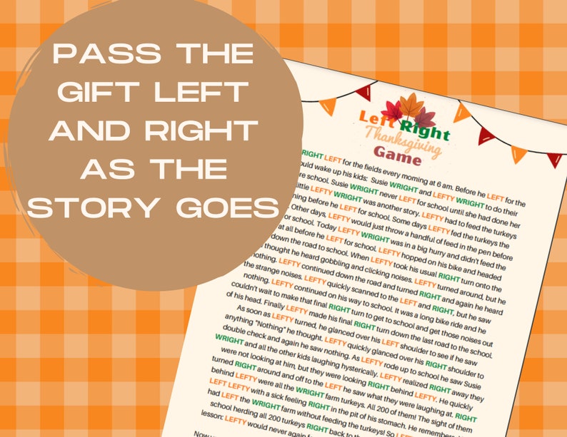 Thanksgiving Left Right Game, 2023 Thanksgiving Game, Group Game ...
