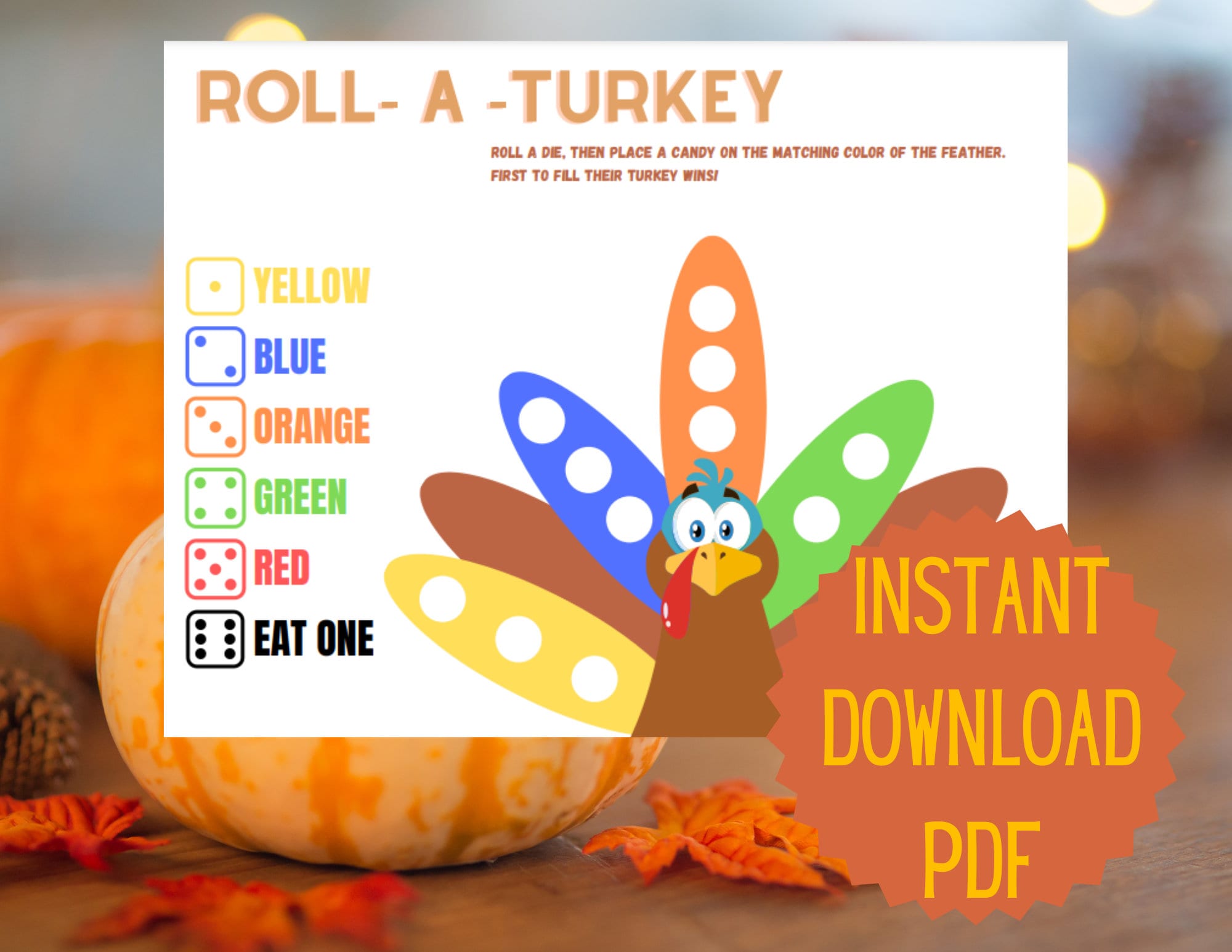 Roll A Turkey Game, Thanksgiving Game, Roll A Turkey Dice Game ...