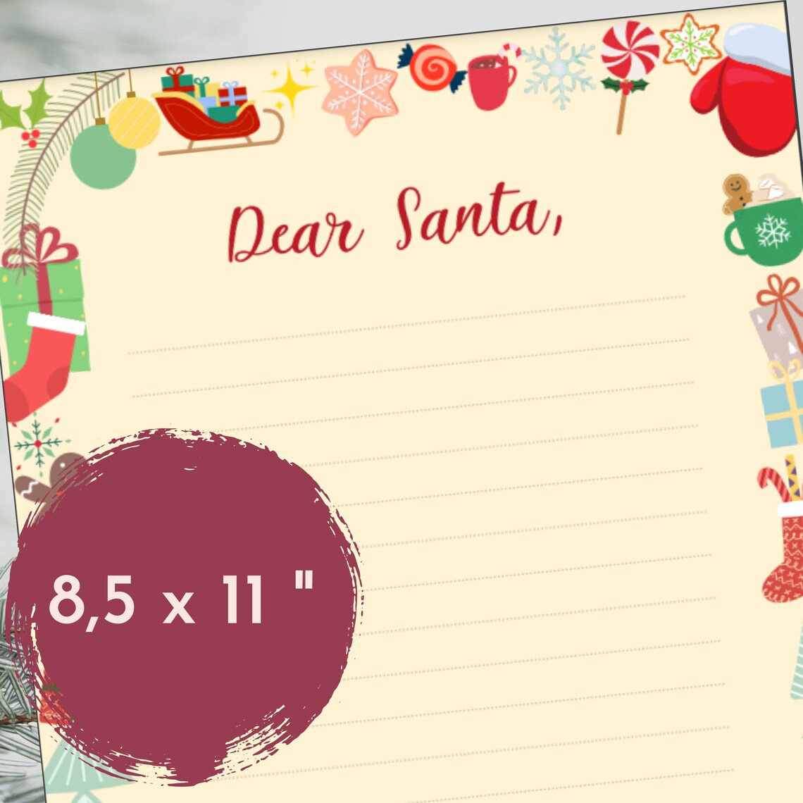 Letter to Santa PRINTABLE / Kids Letter to Santa / Santa Letter ...