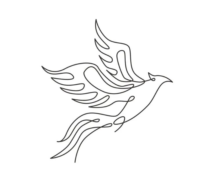 One Single Line Drawing Luxury Phoenix Bird Image - Etsy