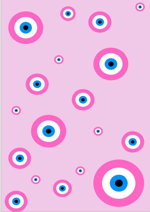 Printable Poster Digital Download PDF Art Pink Evil Eye - Etsy