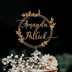Gold Cake Topper With Names, Personalized Cake Topper, Custom Names ...