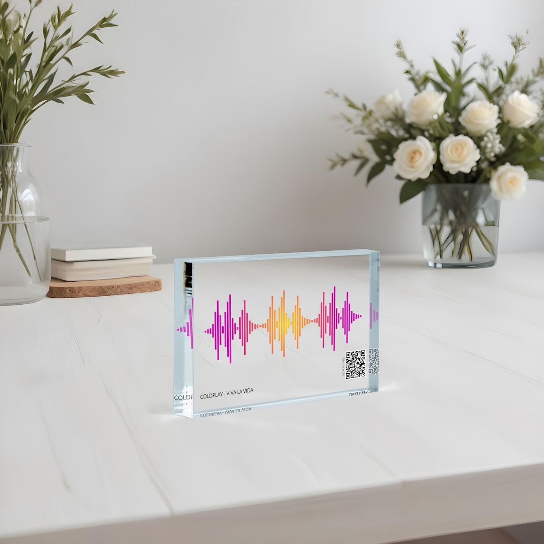 Sound Wave Plaque With QR Code, Soundwave Art, Personalized Voice ...