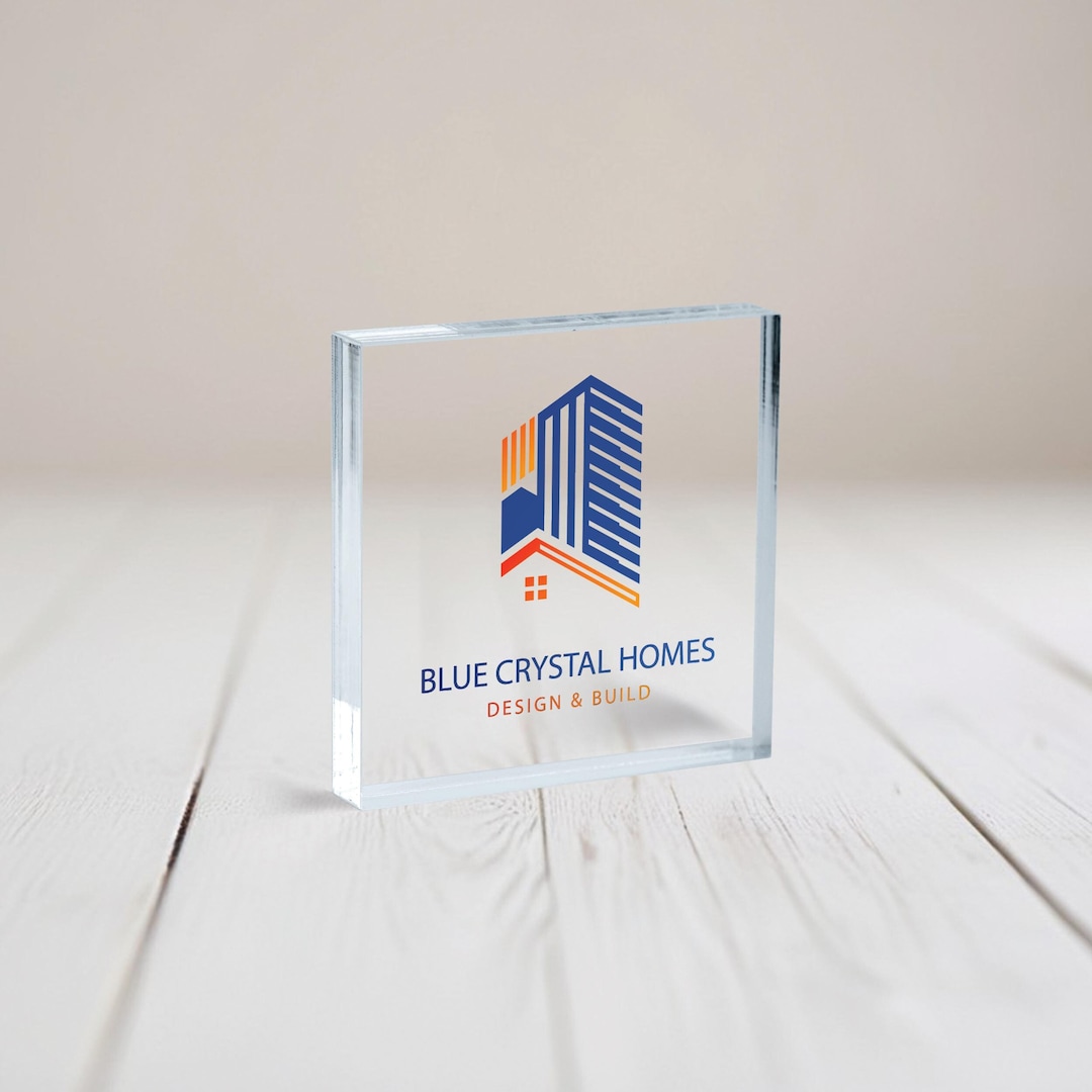 Personalized Business Logo Acrylic Plaque, Business Company Logo Desk ...