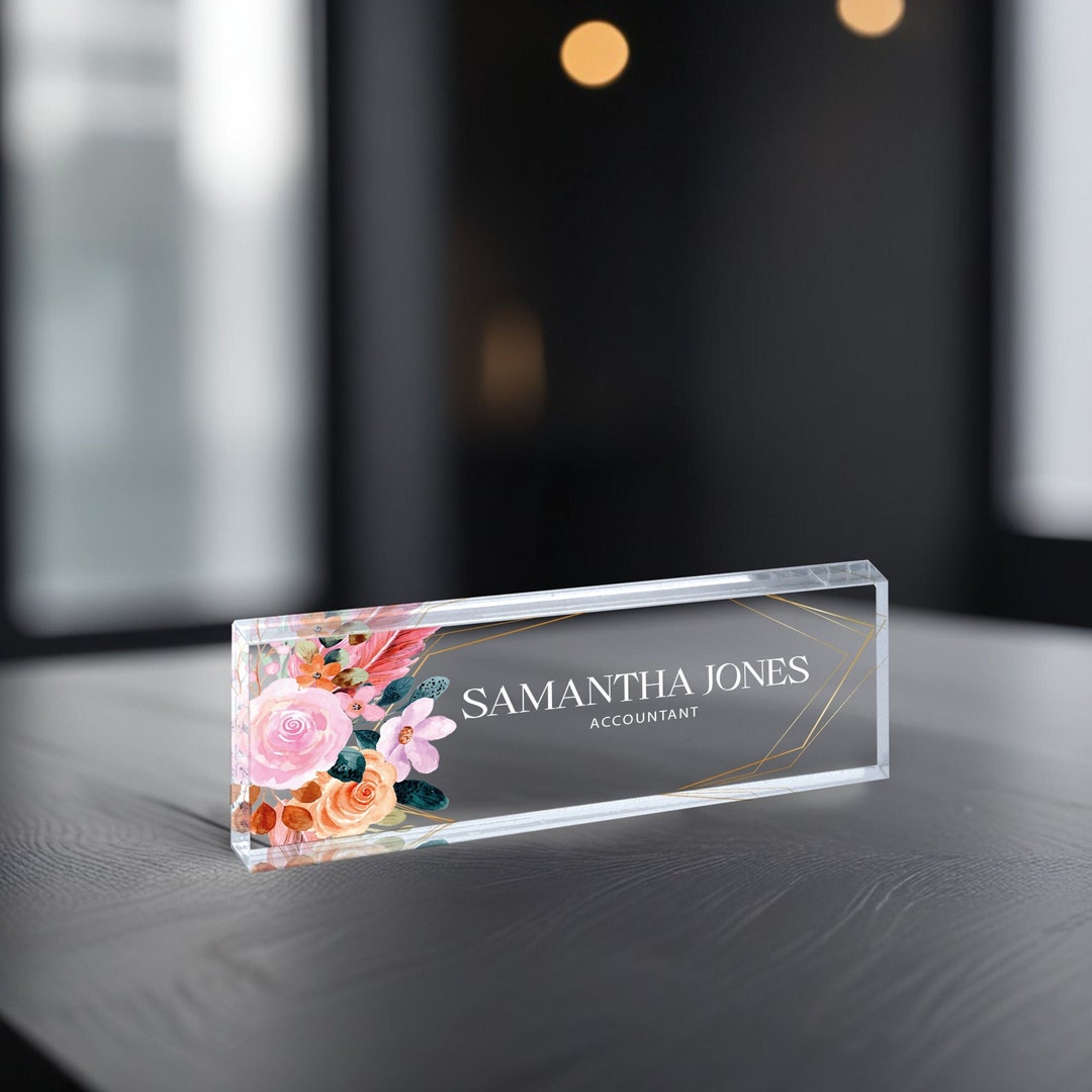 Desk Name Plate, Custom Name Plate for Desk, Acrylic Name Desk Plate ...