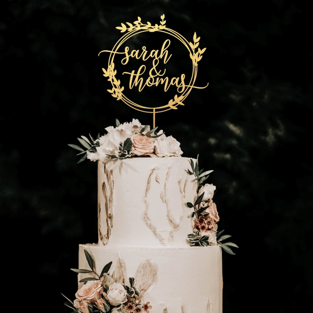 Gold Cake Topper With Names Personalized Cake Topper Custom - Etsy