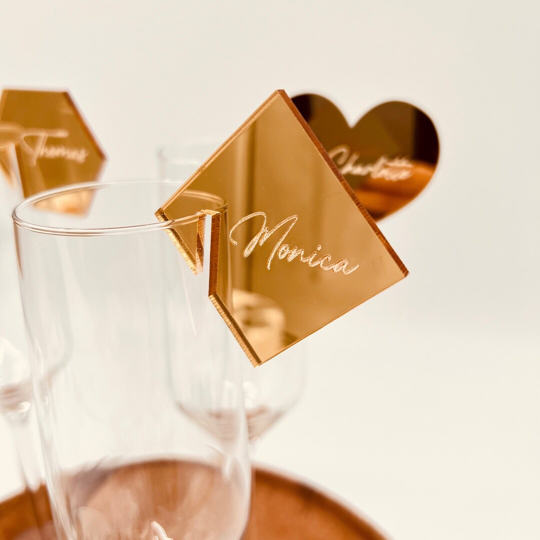 Personalized Drink Tags, Drink Charms, Cocktail Tags, Acrylic Place ...