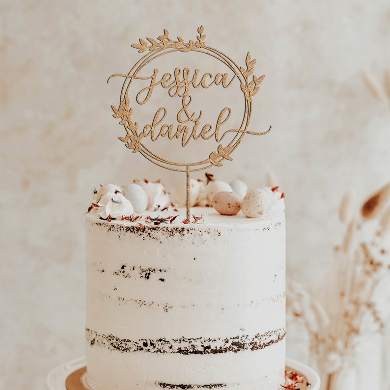 Gold Cake Topper With Names Personalized Cake Topper Custom - Etsy UK