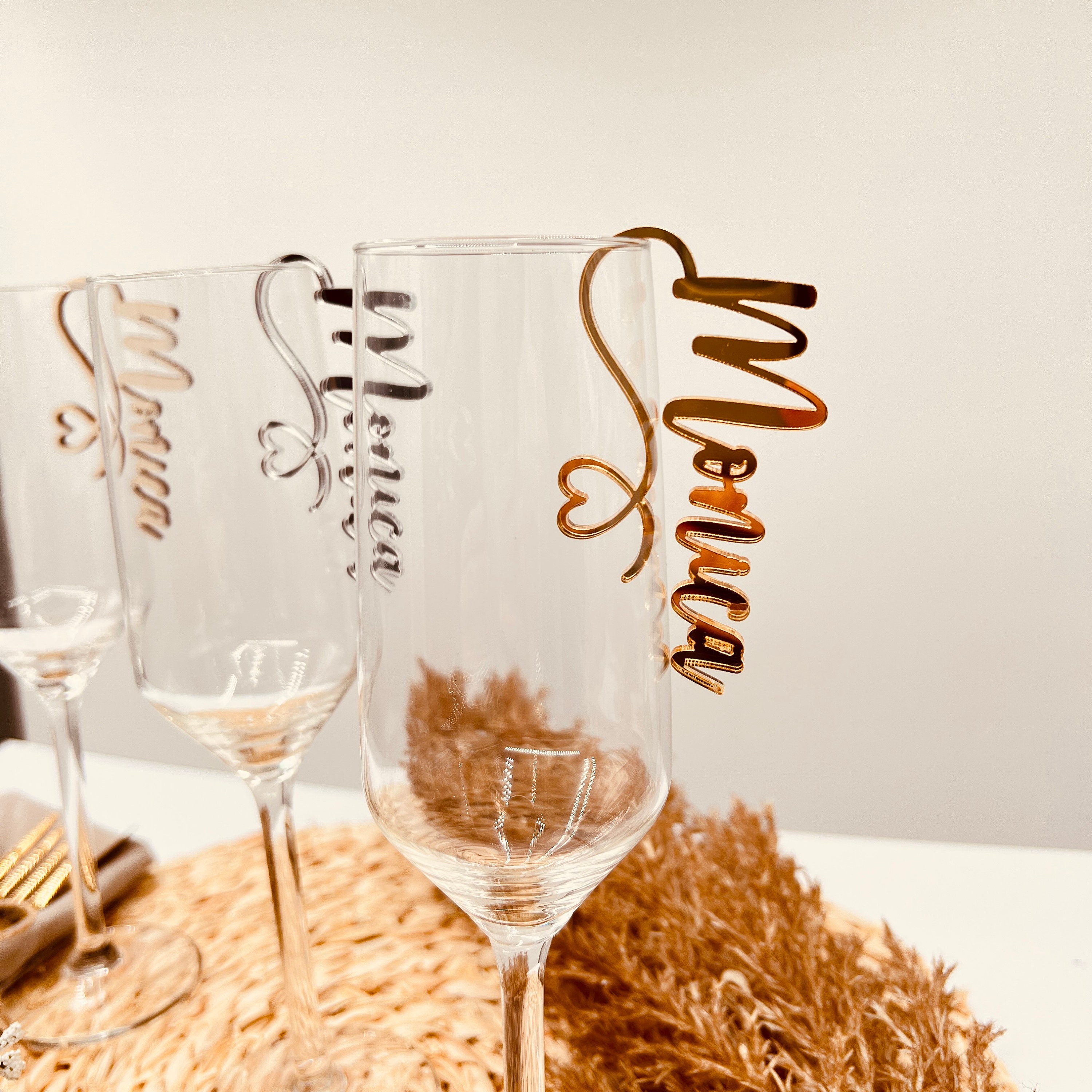 Name Drinking Tags Made of Acrylic, Customized With a Heart Shape ...
