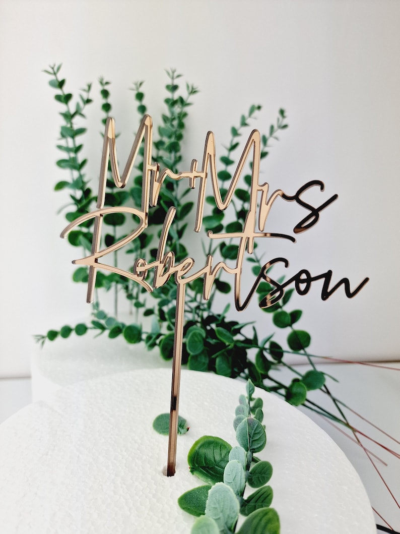 Gold Wedding Cake Topper Custom Wedding Cake Topper Mr and - Etsy