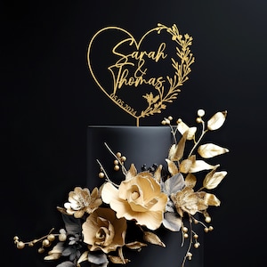 Gold Cake Topper With Heart, Heart Cake Topper, Wedding Cake Toppers ...