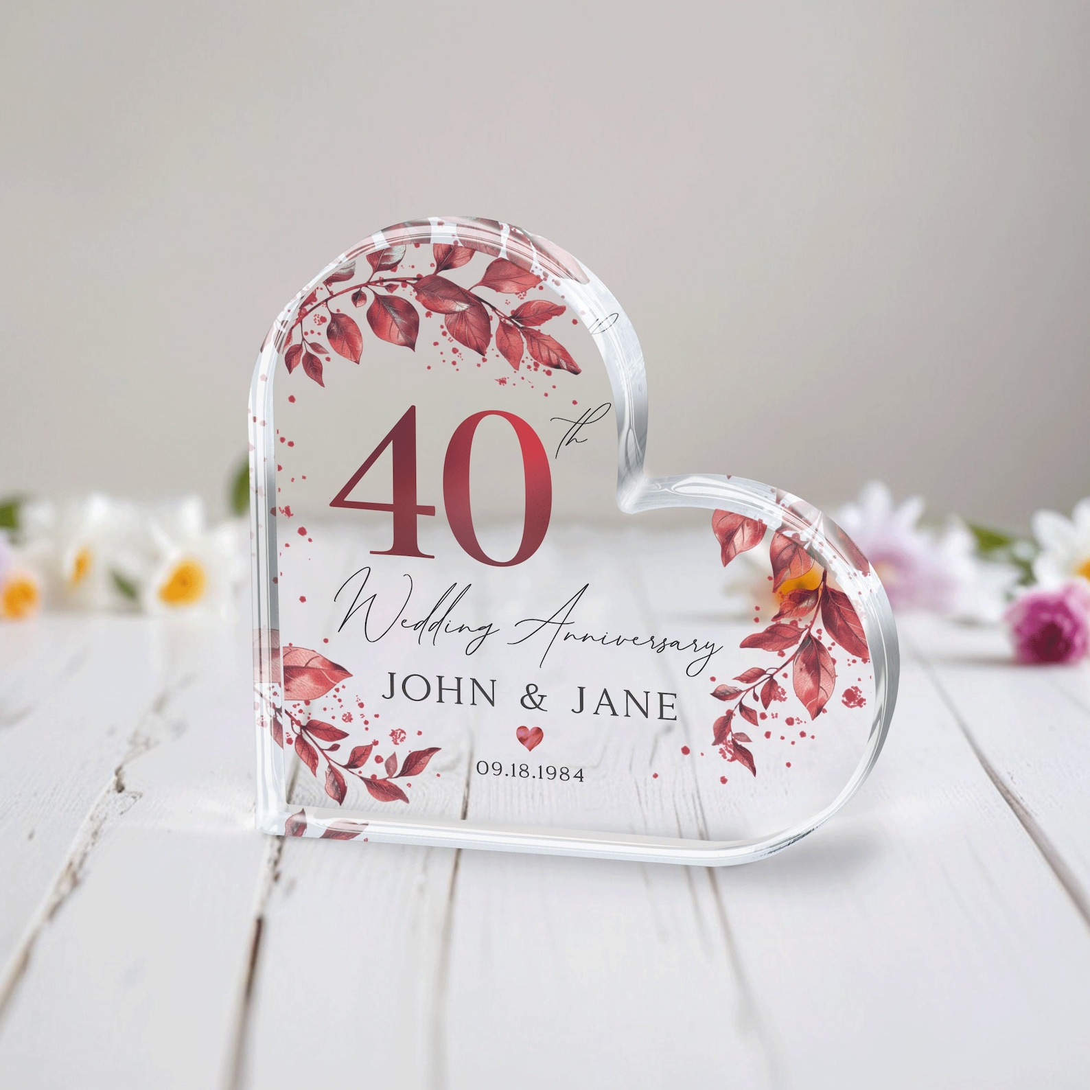 Personalized Ruby 40th Anniversary Gift, Ruby Anniversary Gift, 40th ...