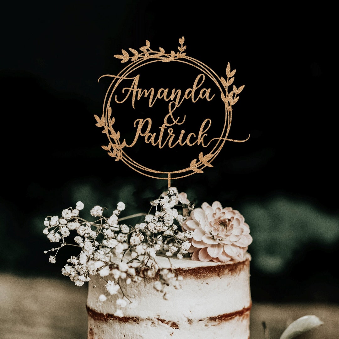 Gold Cake Topper With Names, Personalized Cake Topper, Custom Names ...