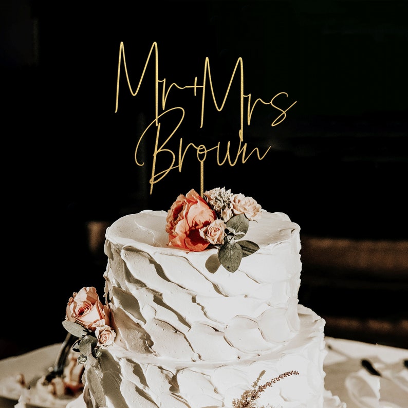Gold Wedding Cake Topper Custom Wedding Cake Topper Mr and - Etsy
