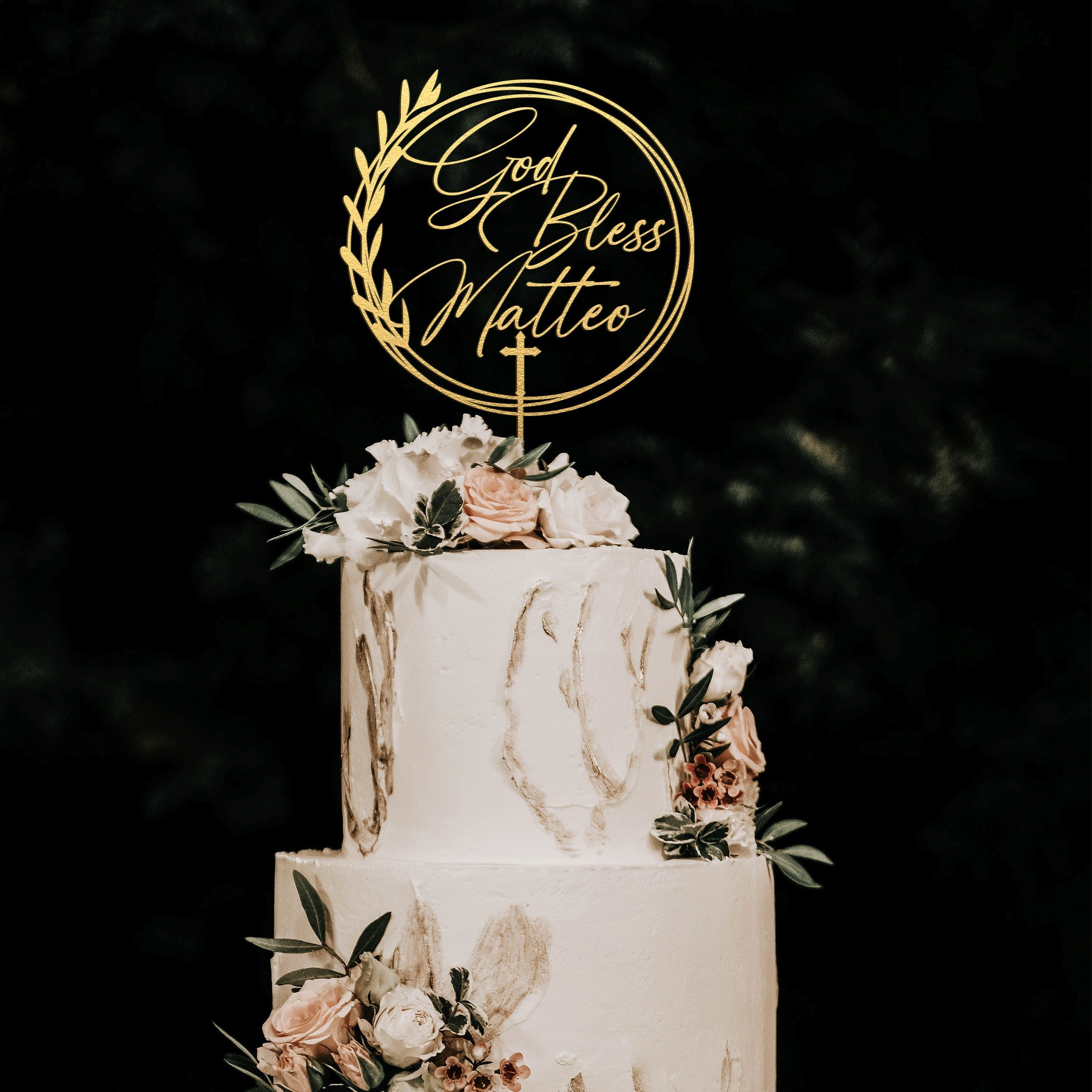 Gold Monogram Wedding Cake Toppers