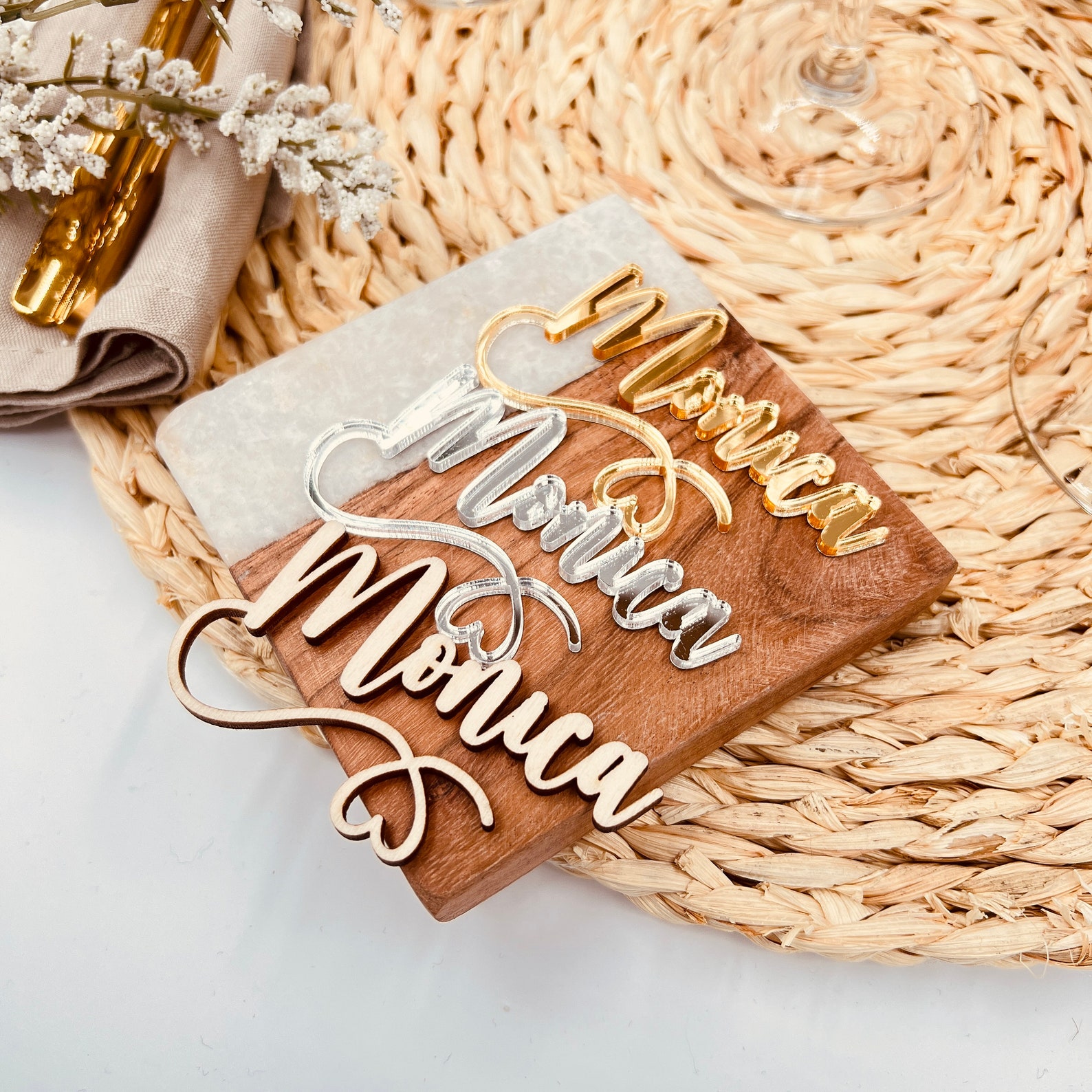 Name Drinking Tags Made of Acrylic, Customized With a Heart Shape ...