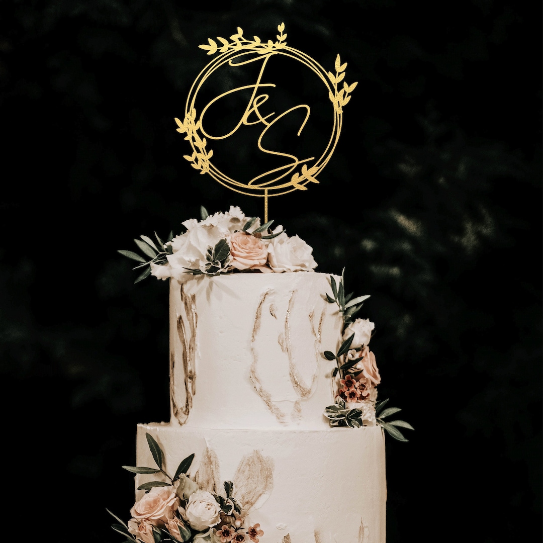 Initials Monogram Cake Topper, Custom Initials Cake Topper ...