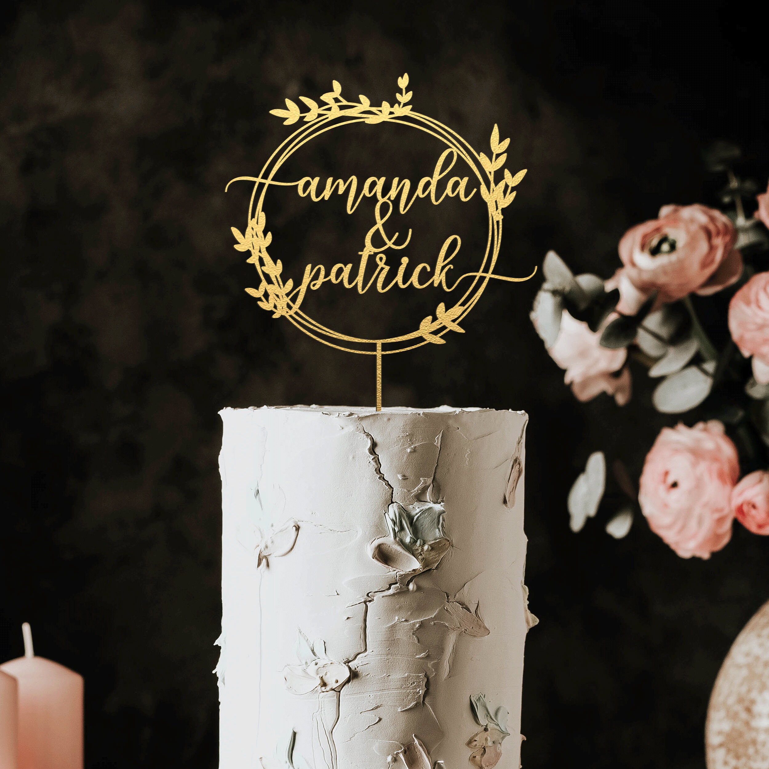 Gold Cake Topper With Names Personalized Cake Topper Custom - Etsy ...