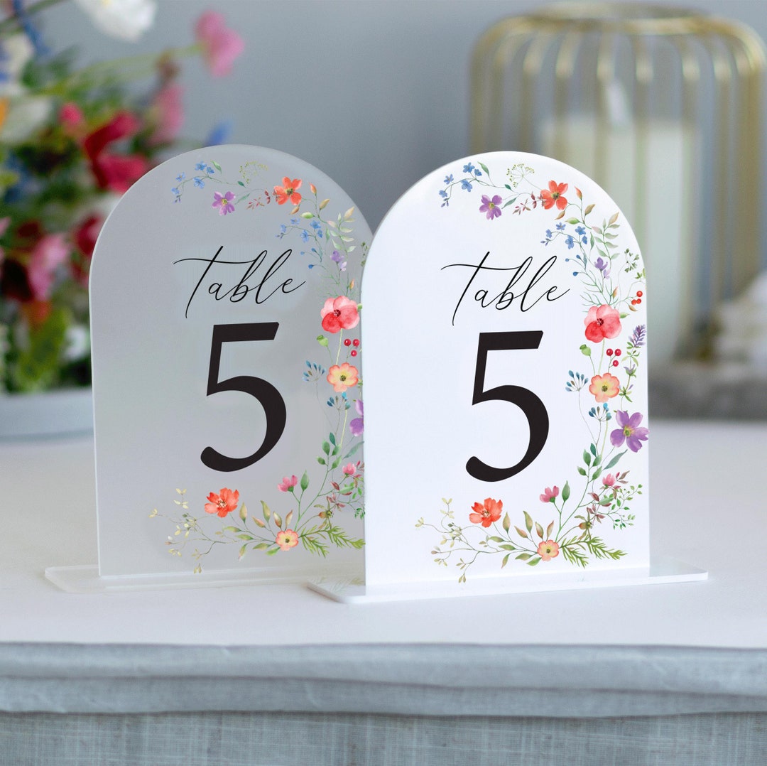 Wedding Table Numbers, Modern Floral Table Numbers, Wedding Table Sign ...