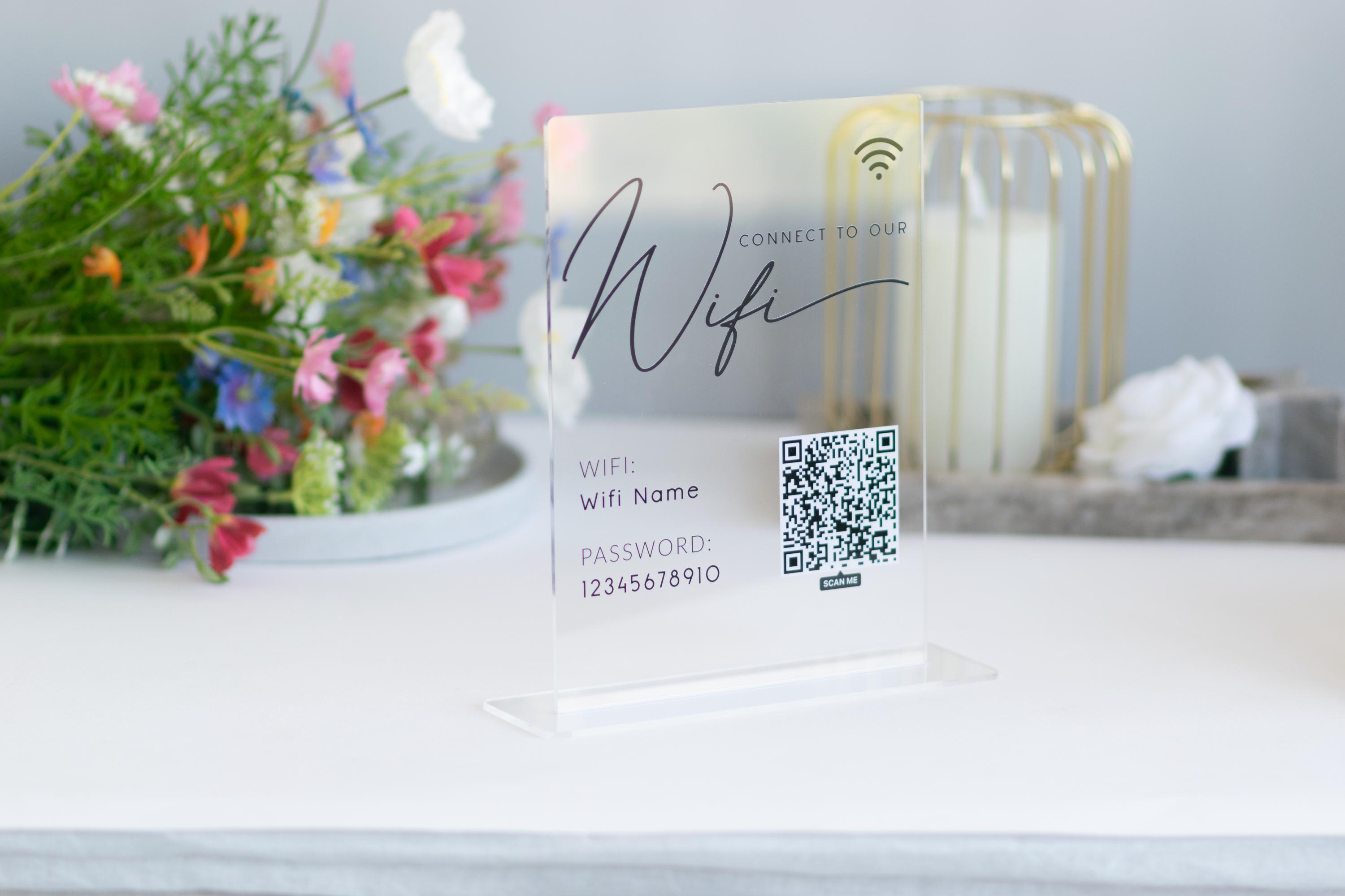 Wifi Sign, Wifi Acrylic Sign, Wifi Password Sign, Personalized Business ...